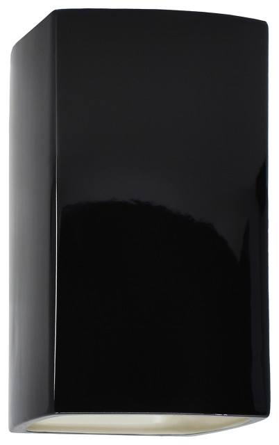 Ambiance Large Rectangle Outdoor Wall Sconce, Open, Black, Matte White ...