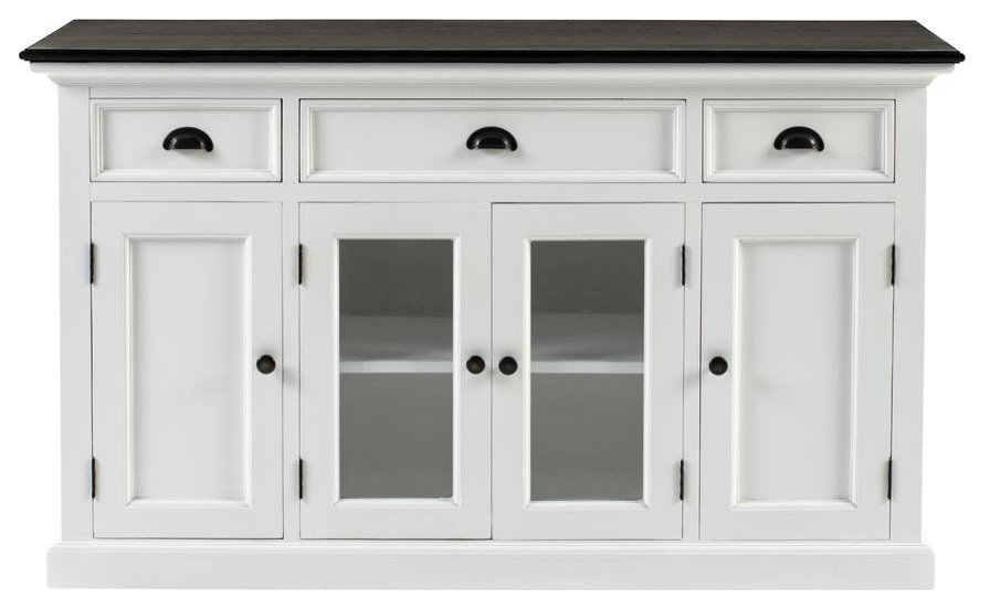 Two-Tone Classic Buffet With Glass Doors and Drawers, Belen Kox ...