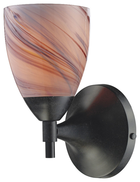Celina 1-Light Sconce, Dark Rust With Creme Glass - Contemporary - Wall ...