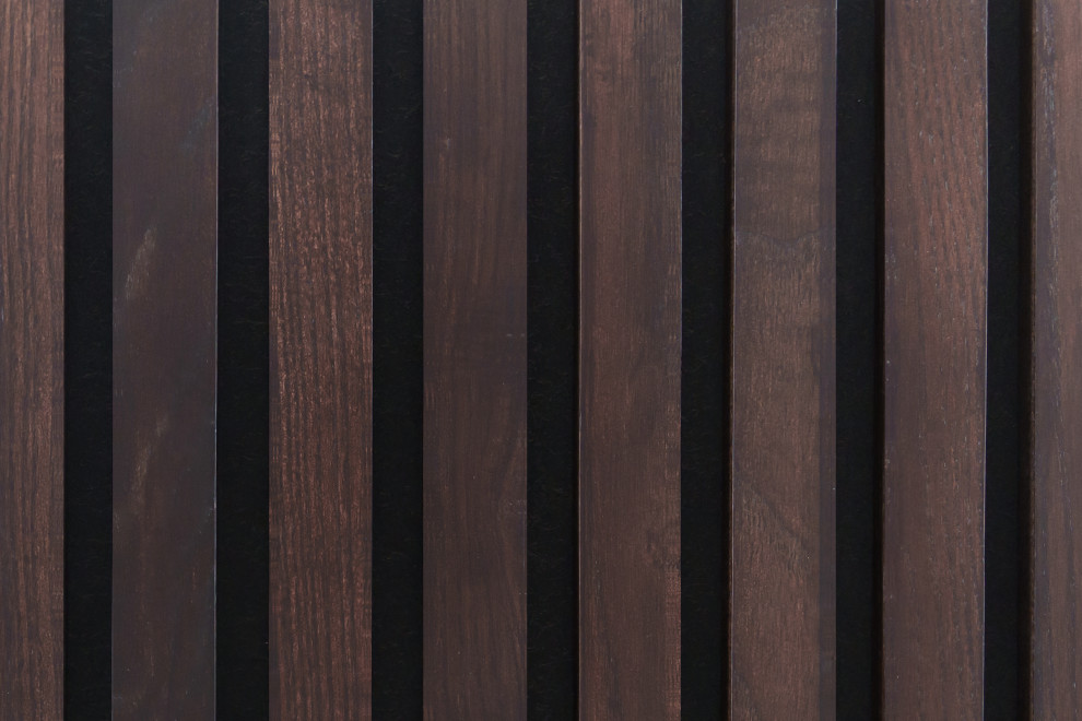 Solid Wood Slat Wall Panels | Set of 2 Wood Wall Panels - Smoked Ash ...