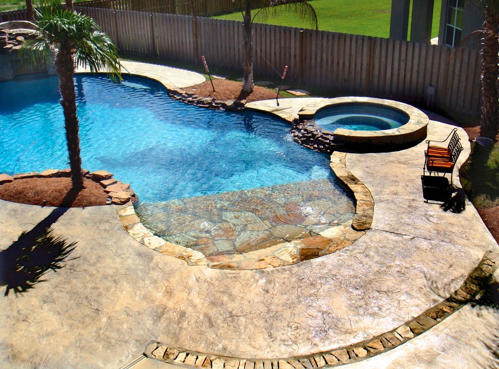 Stamped concrete - Beach entry pool - Pool - New Orleans - by Nu-Crete ...