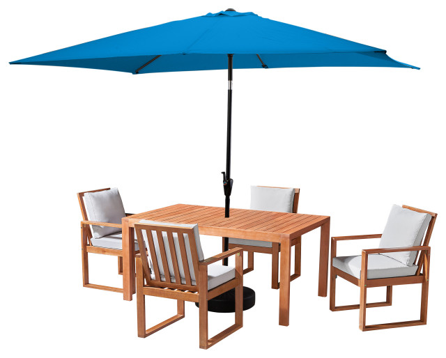 Weston Set, 10' Rectangular Umbrella, 6-Piece Set - Transitional ...