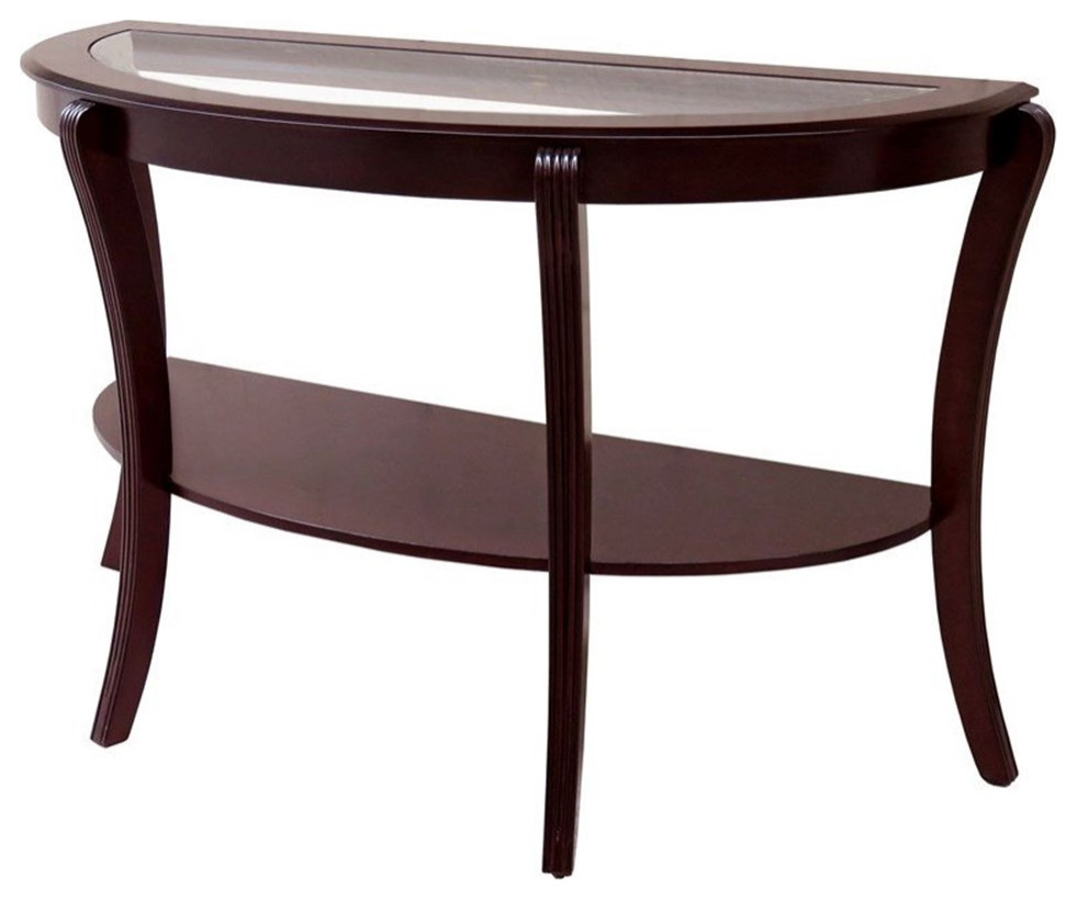Furniture of America Stemplez Wood 1-Shelf Semi-Oval Console Table in ...