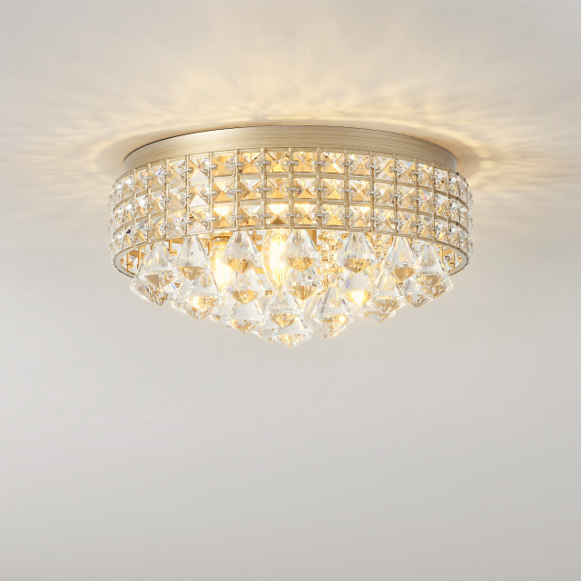 Madilynn Crystal Shade Champagne Flush Mount Chandelier - Contemporary ...