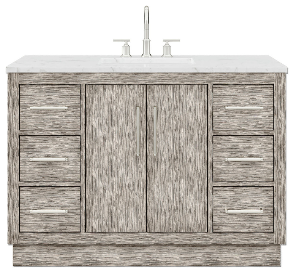 Hugo 48" Single Sink Carrara Marble Top Vanity Faucet, HU48CW01GK ...