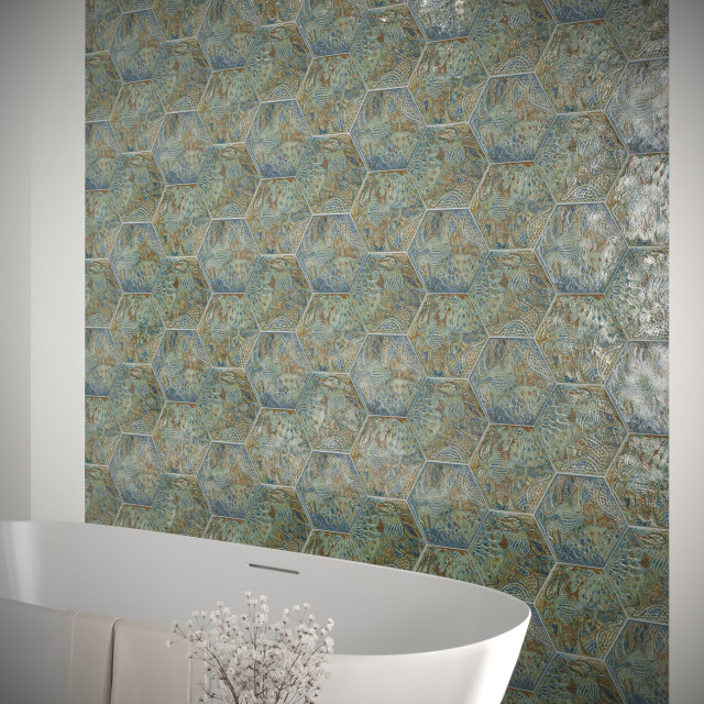 Gaudi React Hex Ocean Porcelain Floor and Wall Tile - Contemporary ...