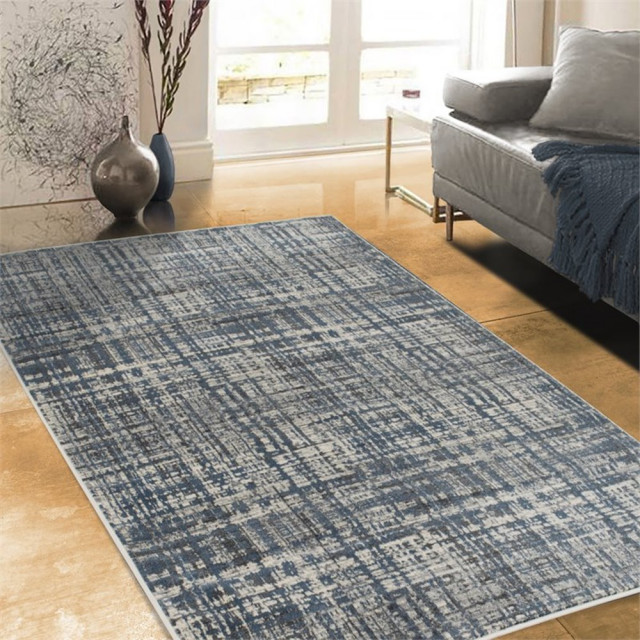 Allstar Rugs 5'x7' Rectangle Abstract Intersecting Line Rug Gray/Steel ...