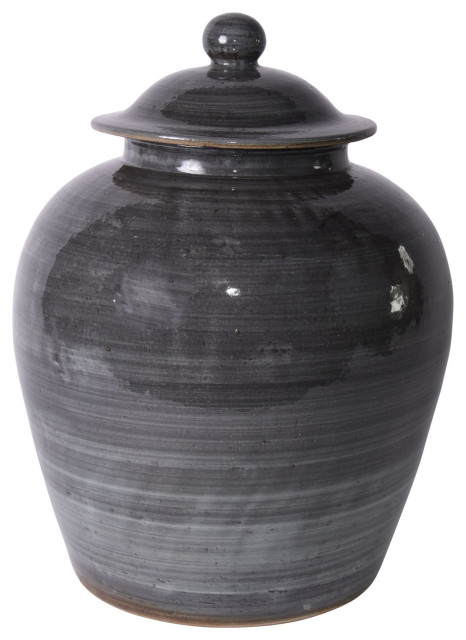 Iron Gray Village Lidded Jar - Traditional - Decorative Jars And Urns ...
