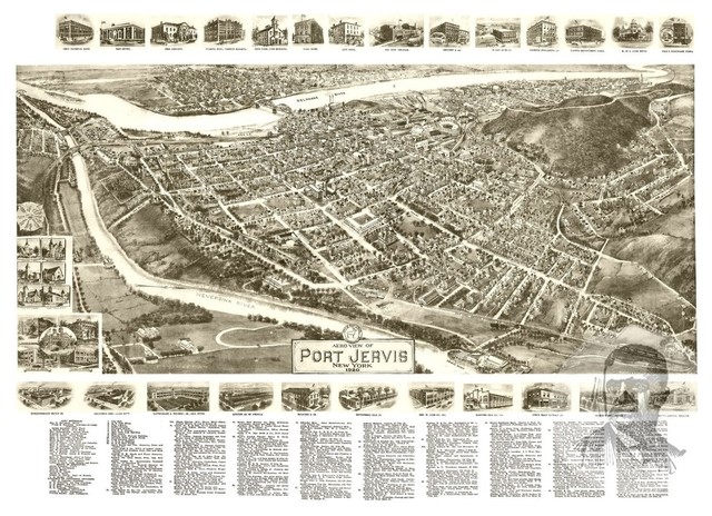 Old Map Of Port Jervis New York 1920 Vintage Map Art Print 18x24 Contemporary Prints And