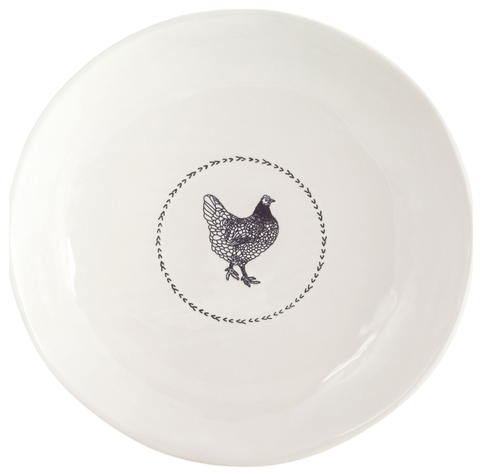 Melrose Decorative Stoneware Chicken Round Platter (Set Of 2) 13.25"D ...
