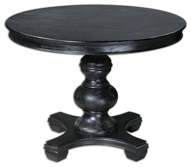 Elegant Classic Round Black Wood Entry Table - Traditional - Dining ...