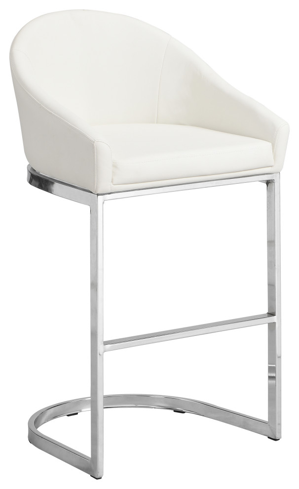 Torano 26" Upholstered Counter Stool, White/Chrome - Contemporary - Bar ...