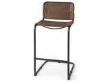Light Brown Leather Iron Framed Bar Stool - Industrial - Bar Stools And ...
