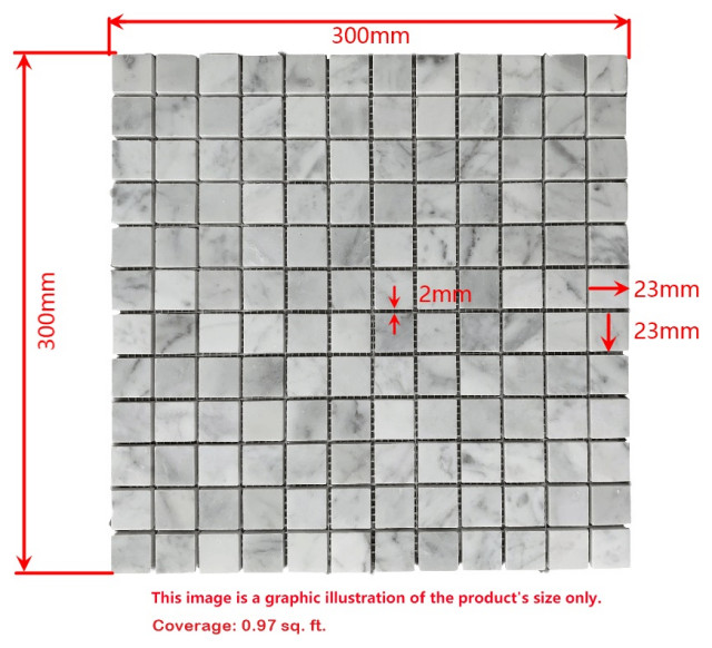 Carrara White Marble 1x1 Square Mosaic Tile Polished Venato Bianco, 1 ...
