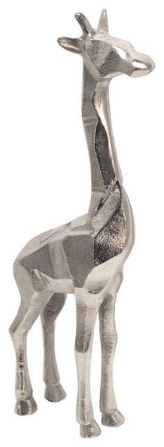 Aluminum Standing Giraffe, 18" Silver - Contemporary - Decorative ...