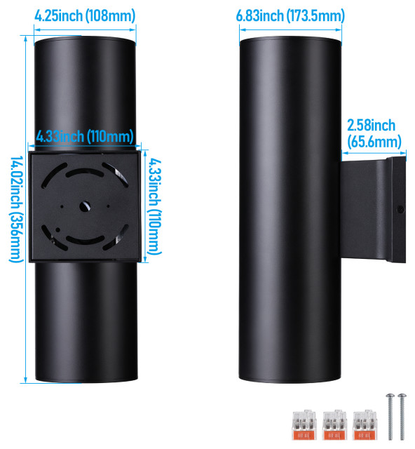 4 Pack 14" 5CCT LED Up Down Wall Lamp, Modern Dimmable Cylinder Porch ...