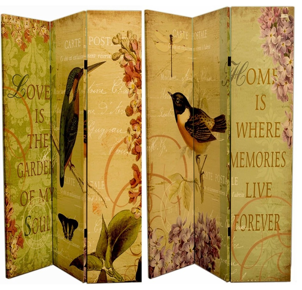 Beautiful Canvas Room Divider With Bird Imprint, Multicolor ...