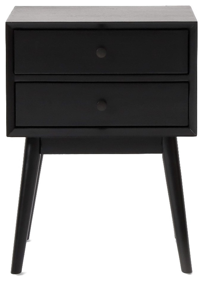 Pemberly Row Mid-Century Modern Acacia Wood Nightstand - Black ...