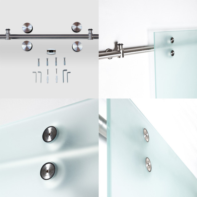 Single Sliding Barn Glass Door With Frame Design Faceted Stone V2000 ...