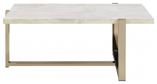 43" X 26" X 18" Chrome And White Metal Tube Coffee Table - Contemporary ...