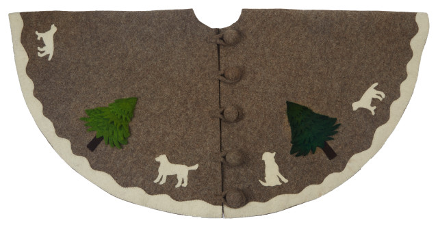 Handmade Christmas Tree Skirt in Hand Felted Wool - Dogs with Trees on ...