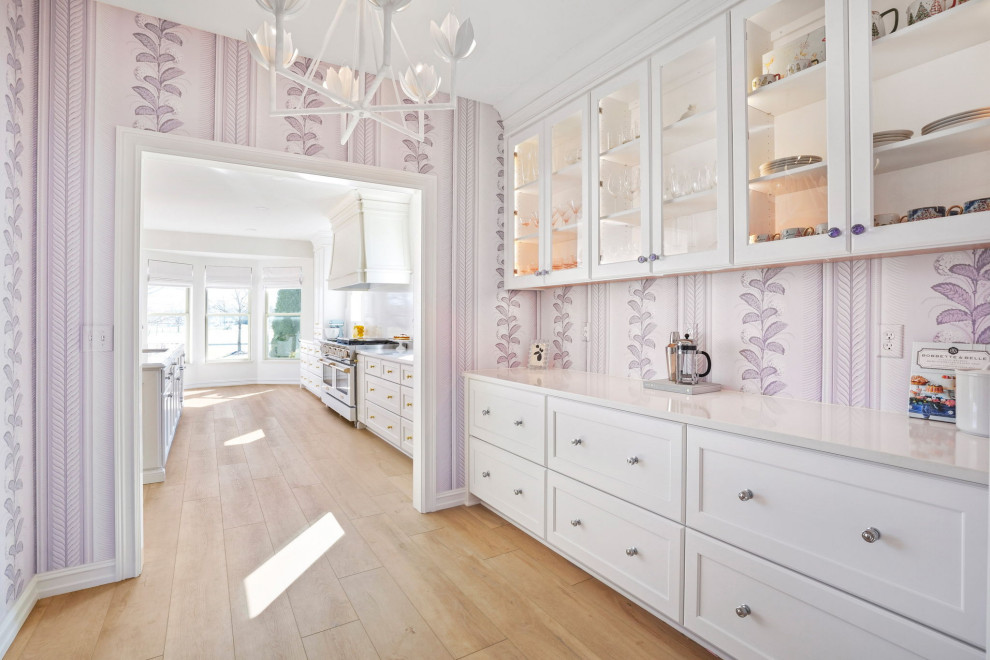 Beautiful White Kitchen with Purple Butlers Pantry - Transitional ...
