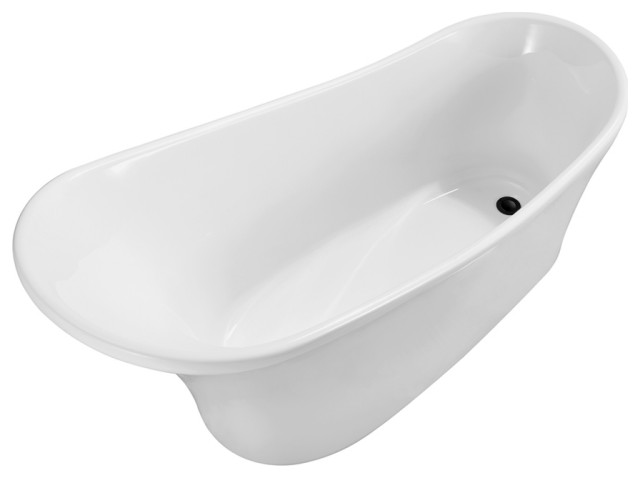 59" Streamline NPT9820BL Soaking Freestanding Tub With Internal Drain ...