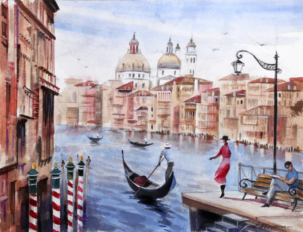 Venice Scene, Erik Freyman, 16x13 - Contemporary - Paintings - by ...
