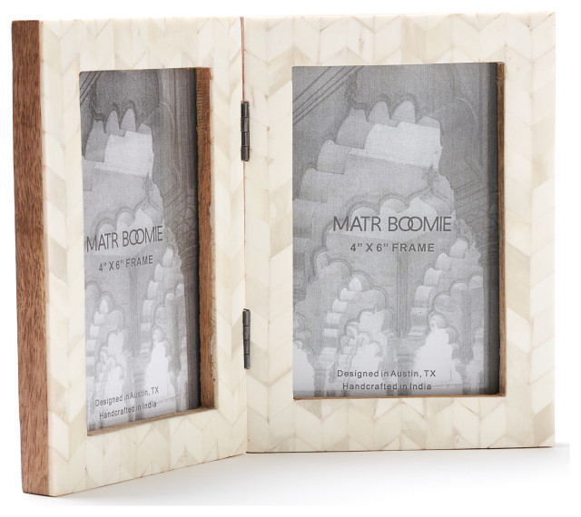 Artemis 4"x6" Double Picture Frame Handcrafted Bone - Transitional ...