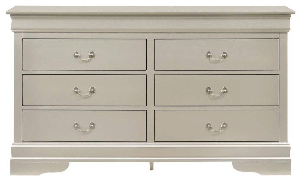 Louis Phillipe 2 6-Drawer Silver Champagne Dresser (33 in. X 16 in. X ...