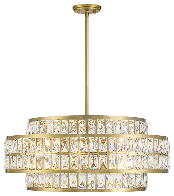 Renzo Six Light Pendant, Warm Brass - Contemporary - Pendant Lighting ...