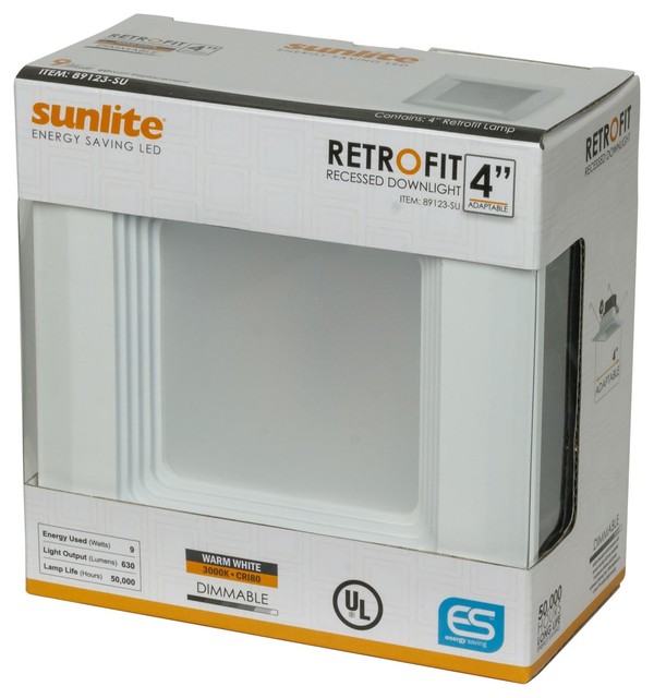 6 Pack Sunlite 9 Watt Led Retrofit Downlight, Dimmable, Medium Base ...