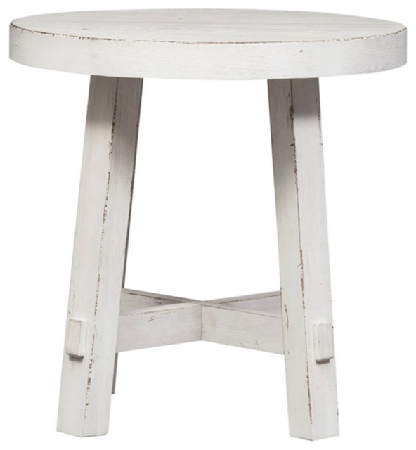 Modern Farmhouse White Splay Leg Round End Table - Farmhouse - Side ...