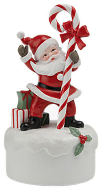 December Diamonds Santa & Friends 7.5" Santa Candy Cane Musical ...