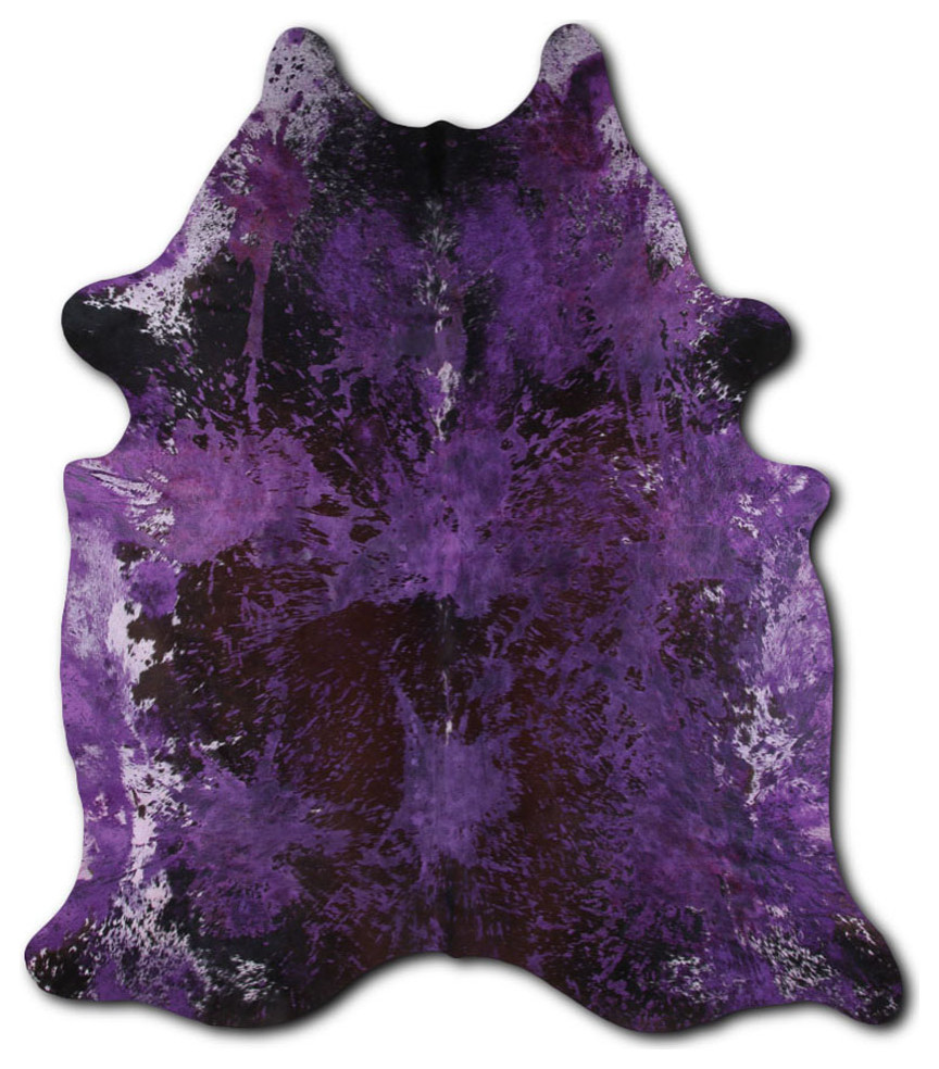 ACID WASHED HAIR ON Cowhide Rug DE DISTRESSED PURPLE, 5'x7' to 6'x8 ...