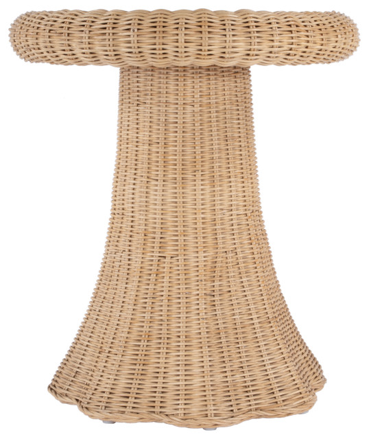 Flora Rattan Scalloped End table - Tropical - Side Tables And End ...