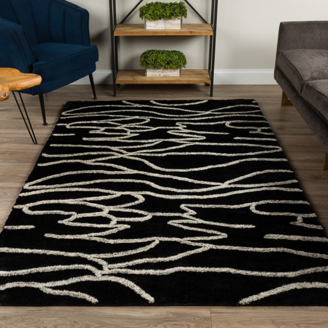 Calabar Transitional Abstract Midnight Area Rug, Midnight, 8'x10 ...