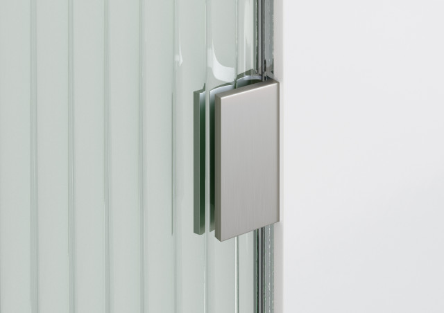 30"x86.75" Frameless Shower Door, Arched Fluted Single Fixed Panel ...