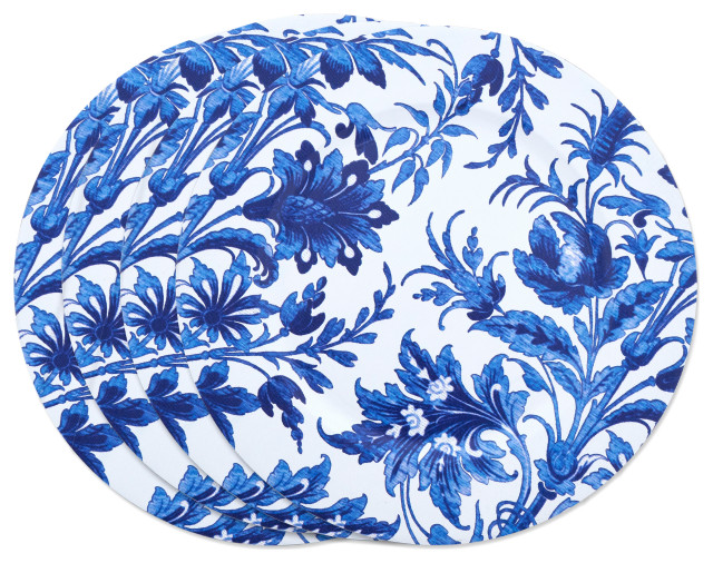 French Style Floral Print Decorative Charger Plate Set of 4 ...