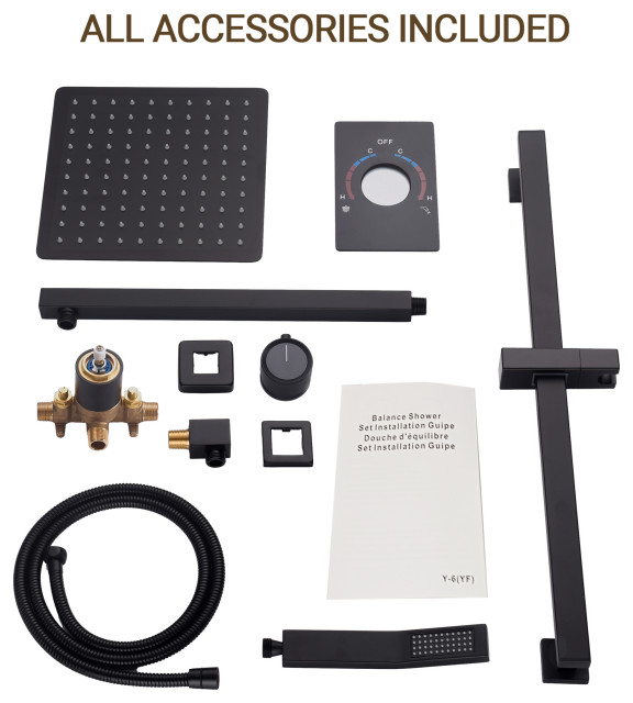 10" Pressure Balancing 2-Function Slide Bar Shower System, Included ...