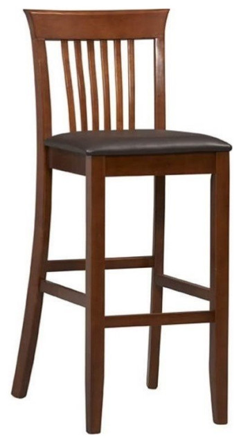 Linon Triena Craftsman 25" Slat Back Counter Stool Padded Seat in ...