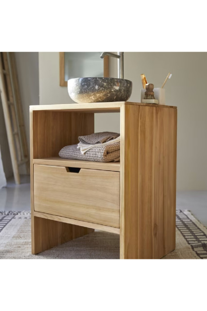 Solid Teak Vanity Unit | Tikamoon Kwarto 60 - Transitional - Bathroom ...