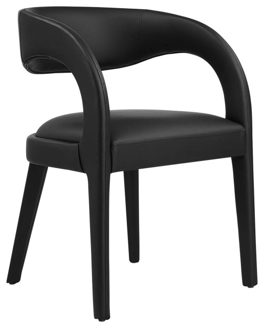 Pinnacle Vegan Leather Dining Chair Set of 2, Black - Contemporary ...