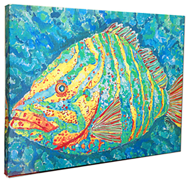 Grouper Fish Canvas Art, 24x36 - Beach Style - Prints And Posters - by ...