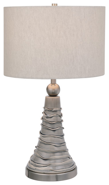 Wavy Lines And Brushed Nickel Accents Table Lamp - Transitional - Table ...