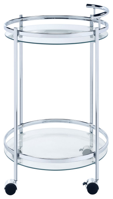 Chrissy 2-tier Round Glass Bar Cart Chrome - Contemporary - Bar Carts ...