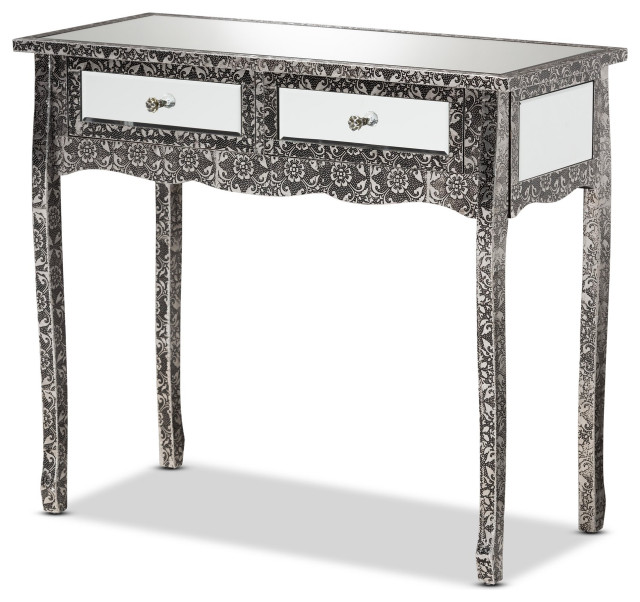 Unique Console Table, Floral Patterned Body & 2 Mirrored Storage ...