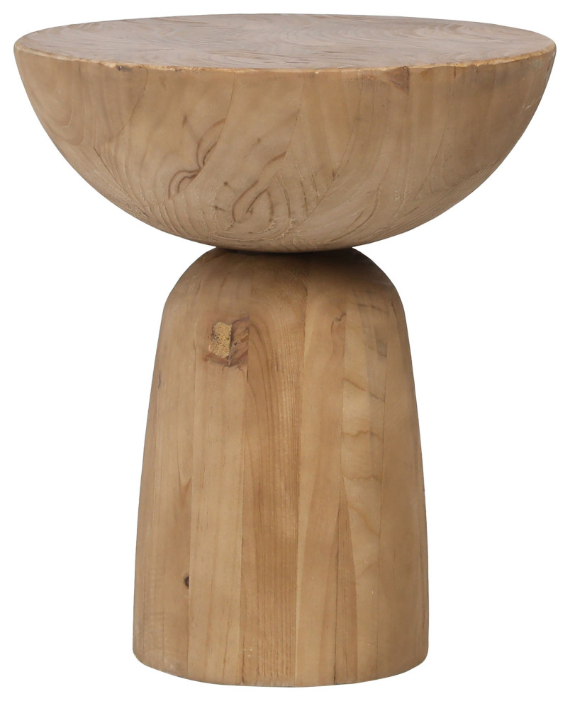 Balak Reclaimed Pine Round Modern Hourglass Side Table Transitional Side Tables And End