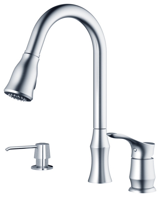 Karran 1-Handle Pull-Down Kitchen Faucet With Soap Dispenser ...