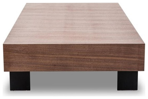 Limari Home Stilt 51" Rectangular Mid-Century Wood Coffee Table in Light Walnut - Transitional ...